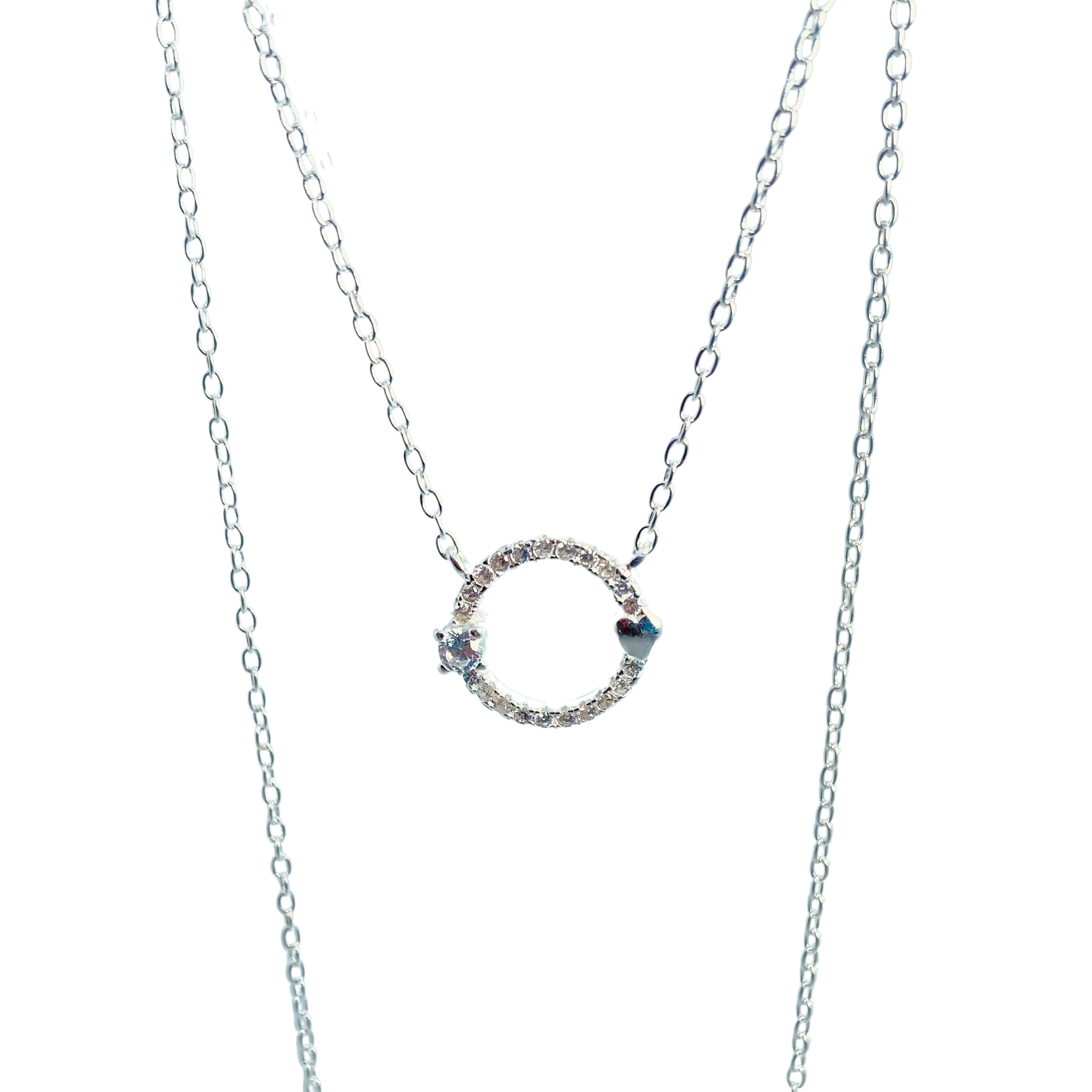 CONJUNTO DE PLATA 925 CON DIJE CIRCULAR CON ZIRCONIAS - Royal Mayorista