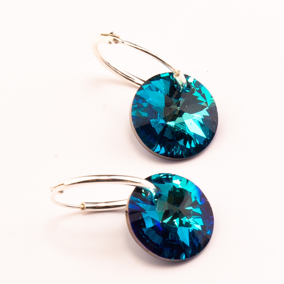 AROS ARGOLLA DE PLATA 925 CON CRISTAL AZUL TORNASOLADO - AR36G5 - Royal ...