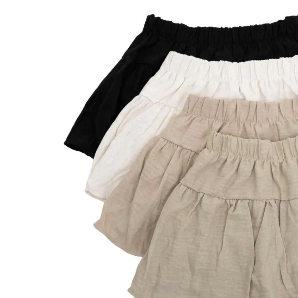 SHORT POLLERA LINO CON VOLADOS( TALLE UNICO)-SHR281 - Royal Mayorista